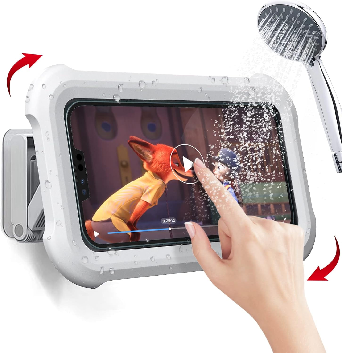 Upgraded 480° Rotating Shower Phone Holder Waterproof Case with Touch ...