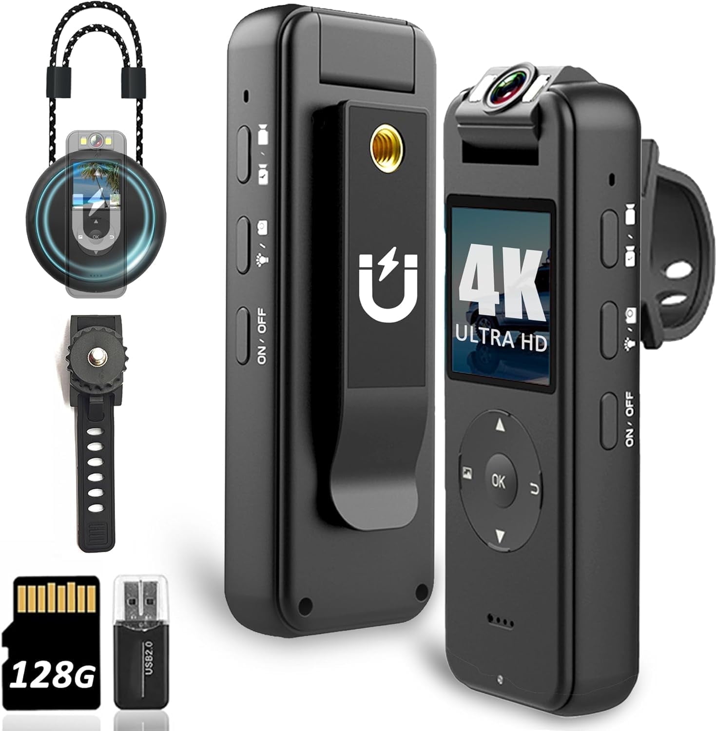 MUSICOZY 4K Body Camera, Ultra HD Recorder, 128GB Storage, 180 ...