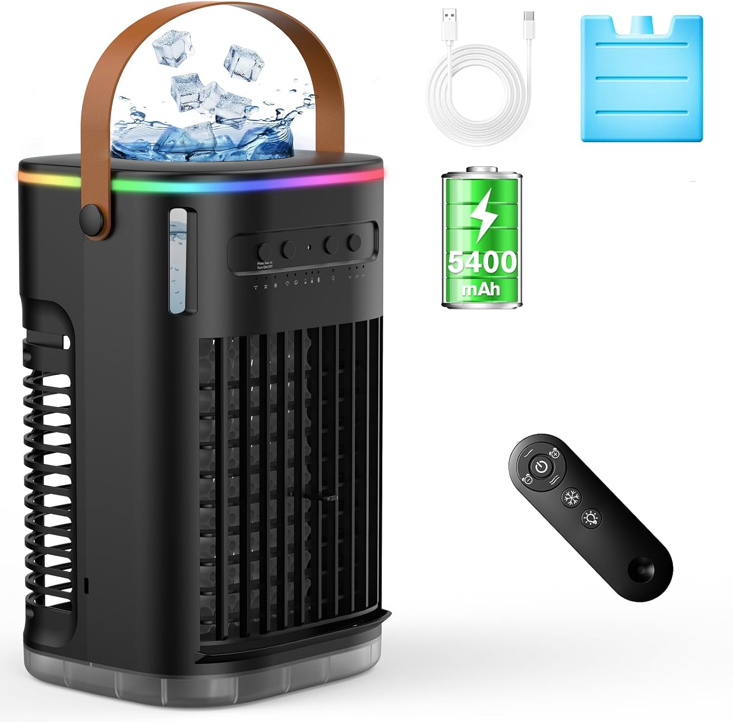 Upgraded 5 IN 1 Small Portable Air Conditioner with 2 Ice Packs, Built ...