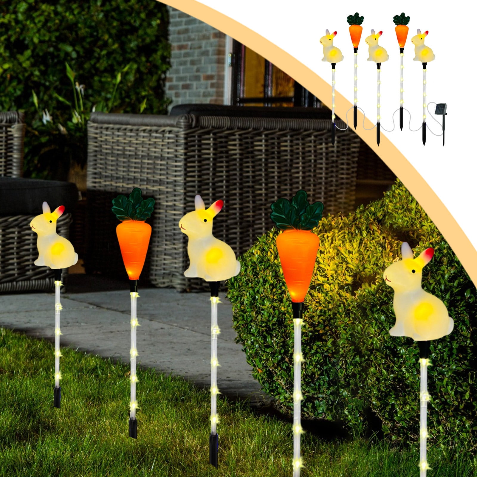 Upgraded 5-Pack Solar Easter Egg Stake Lights for Easter Decorations ...