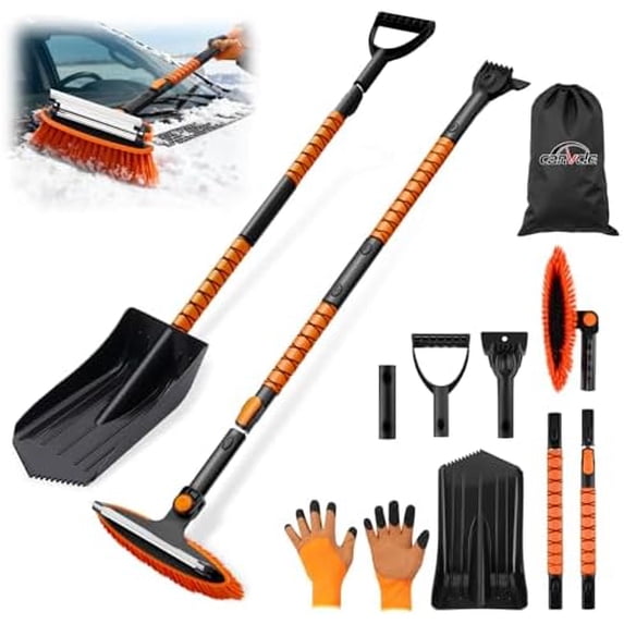 Upgraded 55'' Detachable Snow Brush Kit with Extendable Ice Scraper ...