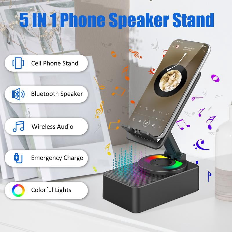 Upgraded 5in1 Wireless Bluetooth Speaker Phone Holder - Colorful Light ...