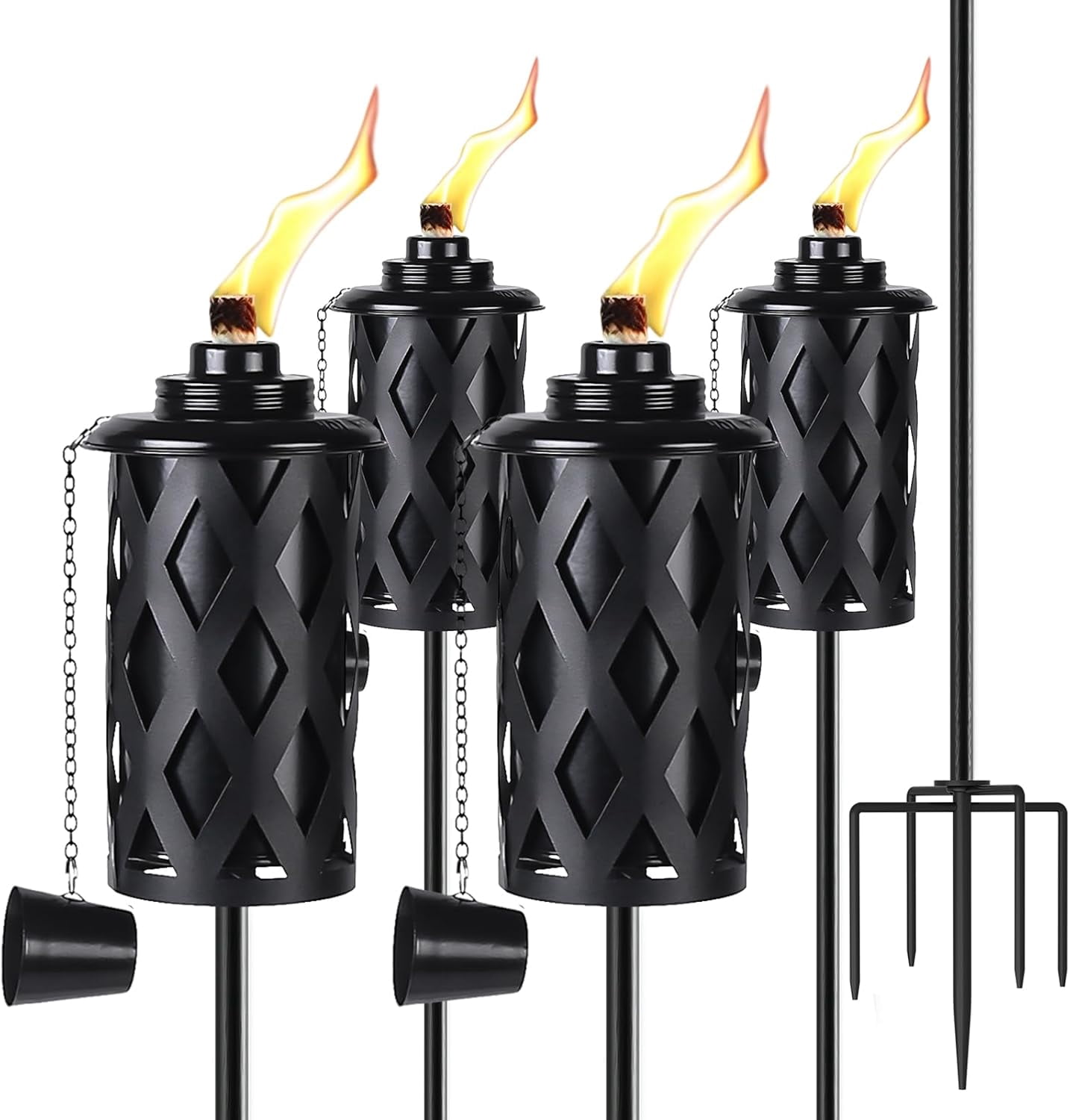Upgraded 60 Inch Citronella Torches for Outside Set of 4, 16 Oz Outdoor ...