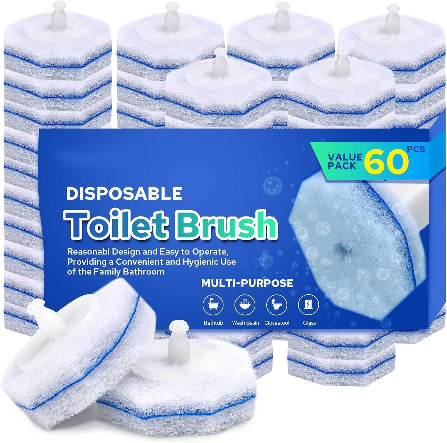 Upgraded 60pcs Toilet Wand Refills fits Clorox Toilet Wand, Thickened ...