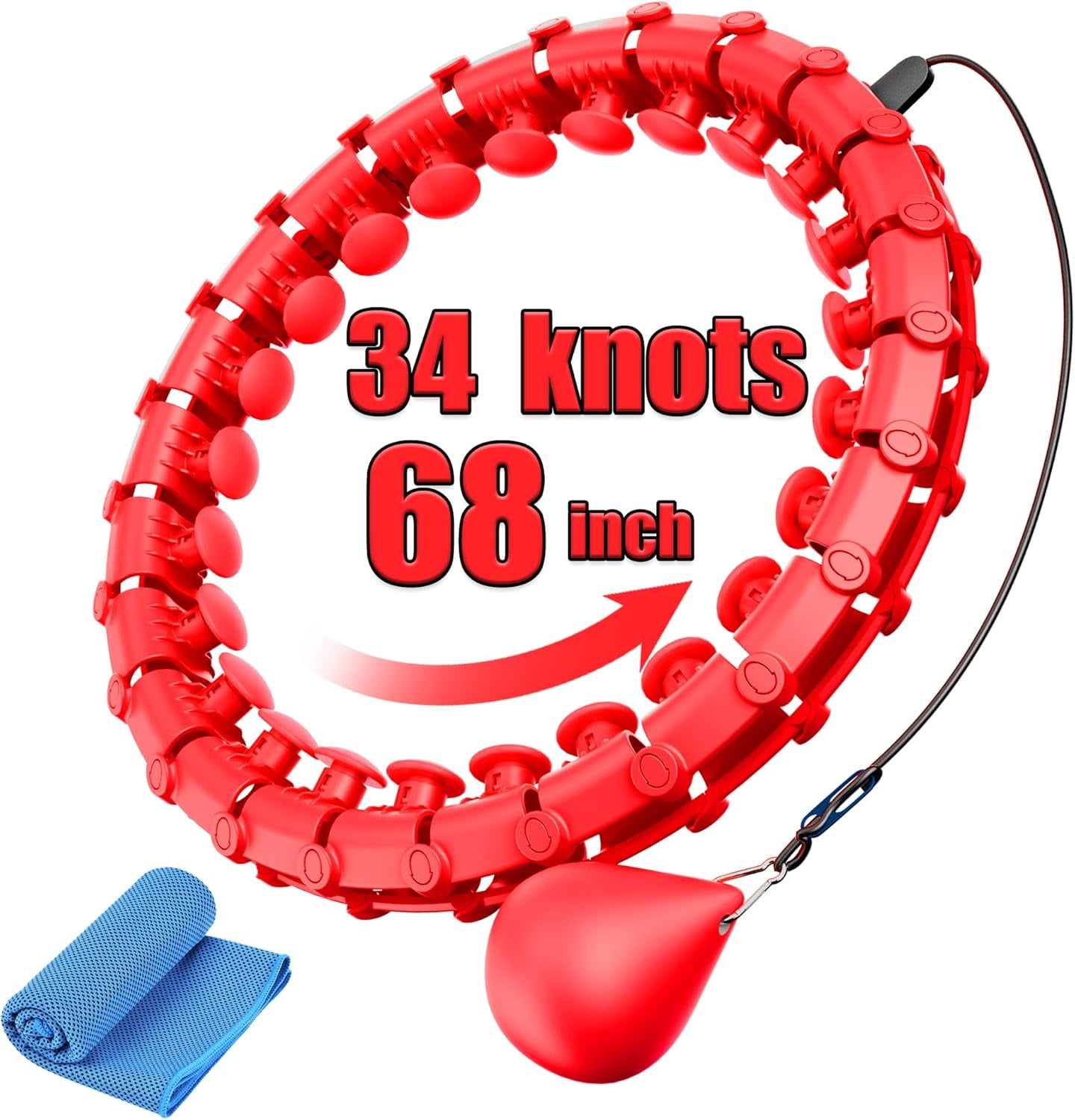 Upgraded 68inch 34 Knots Plus Size Silent Weighted Infinity Hula for ...