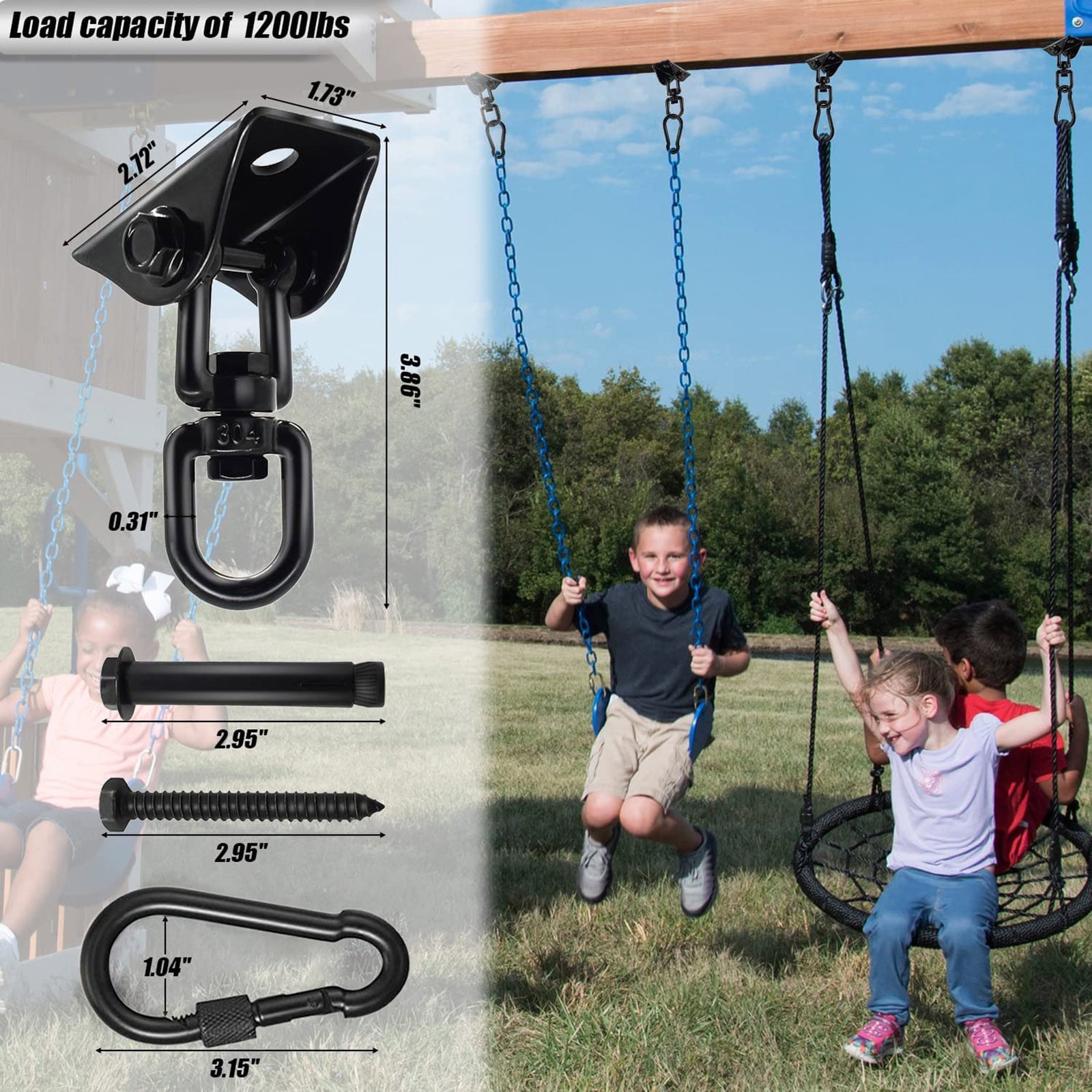 Upgraded 6pack Black Stainless Steel 360 Degree Rotatable Hanging Chair ...