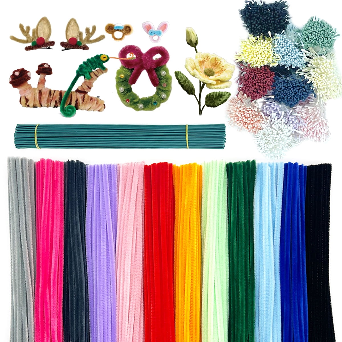 Upgraded 7 Colors Pipe Cleaners Craft Chenille Stems DIY Art Supplies ...