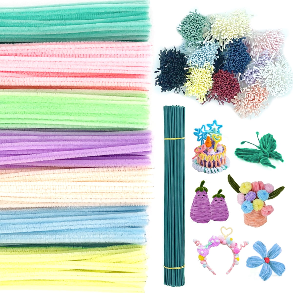 Upgraded 7 Colors Pipe Cleaners Craft Chenille Stems Diy Art Supplies ...