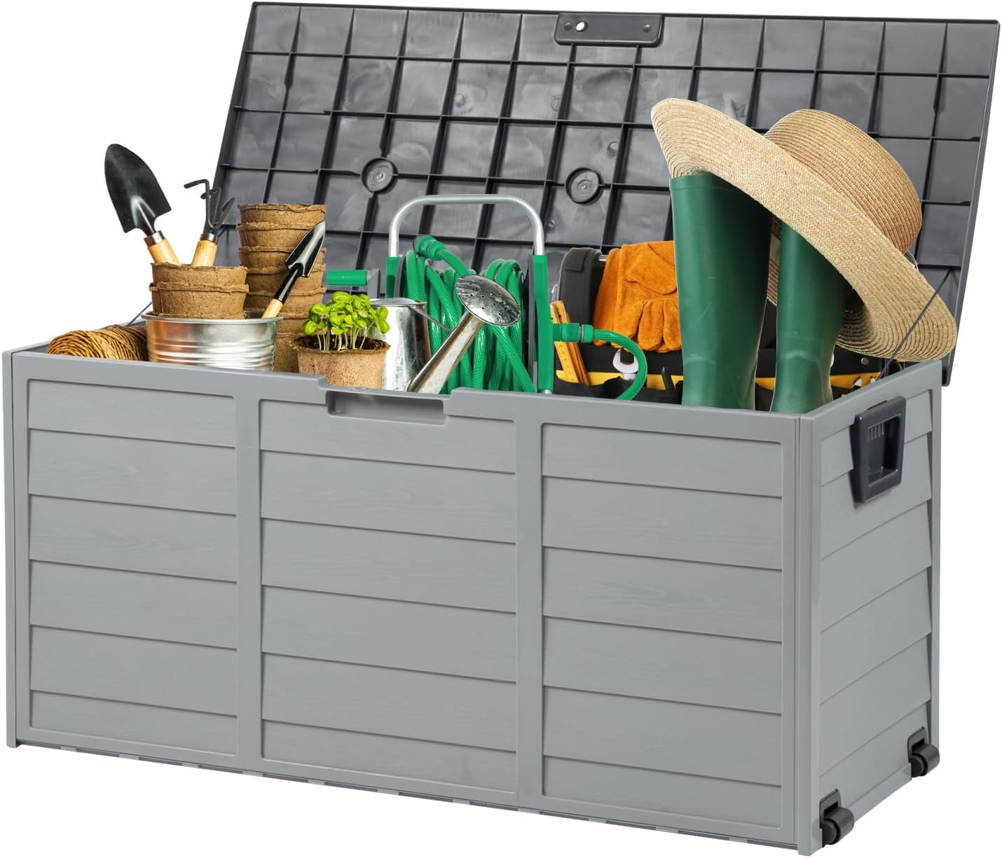 Upgraded 75 Gallon Outdoor Storage Box, Lockable Plastic Storage ...