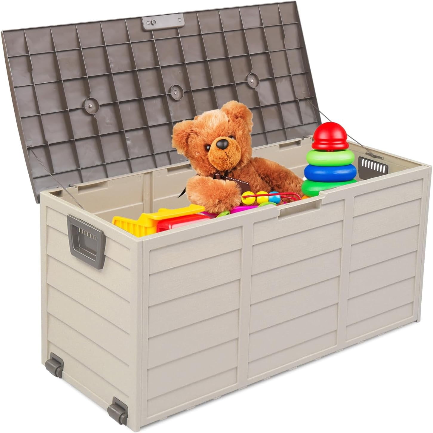 Upgraded 75 Gallon Outdoor Storage Box, Lockable Plastic Storage ...