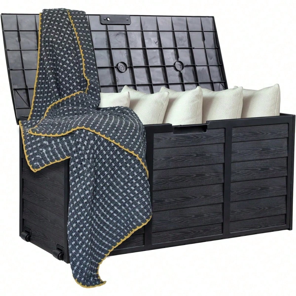 Upgraded 75 Gallon Outdoor Storage Box, Lockable Plastic Storage ...