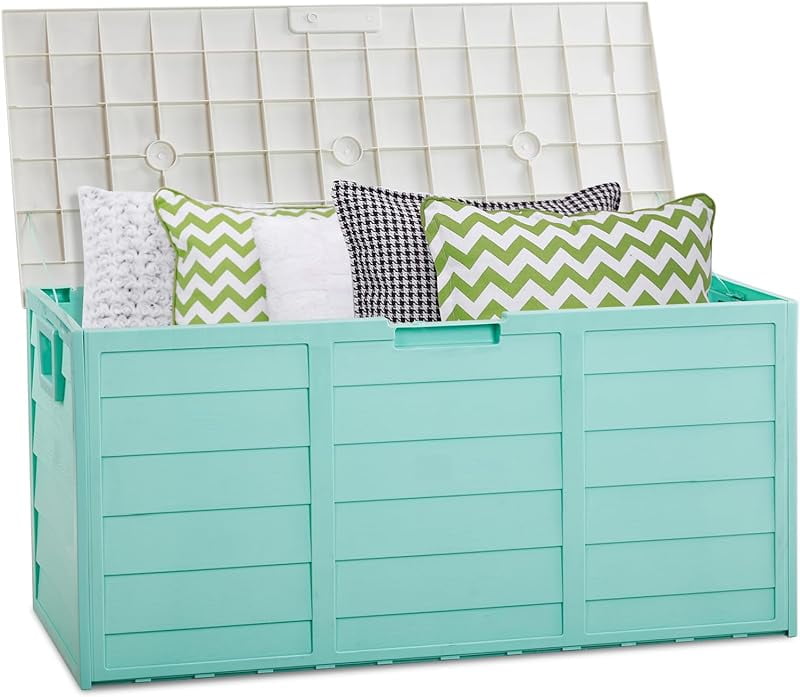 Upgraded 75 Gallon Outdoor Storage Box, Lockable Plastic Storage ...