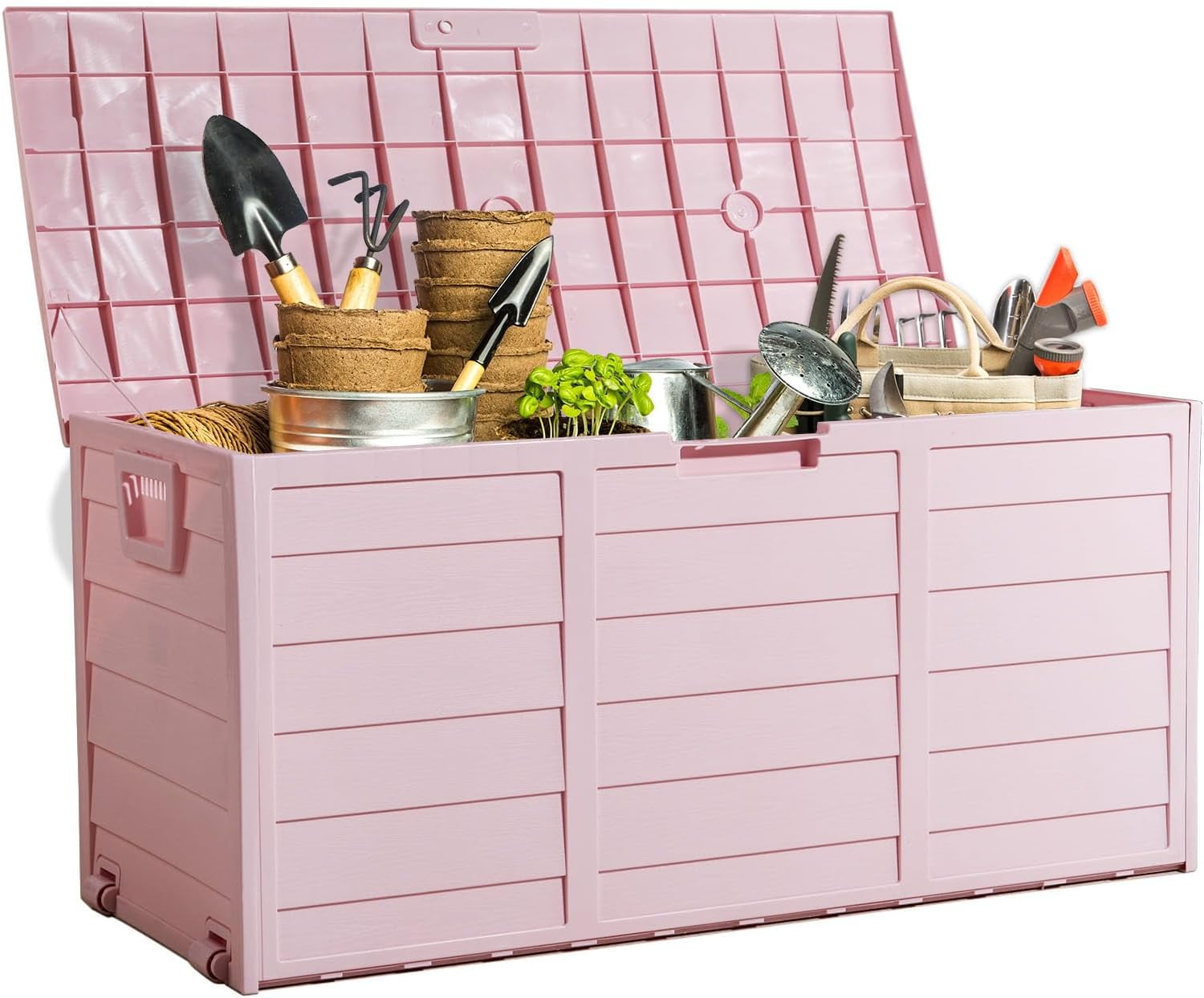 Upgraded 75 Gallon Outdoor Storage Box, Lockable Plastic Storage ...