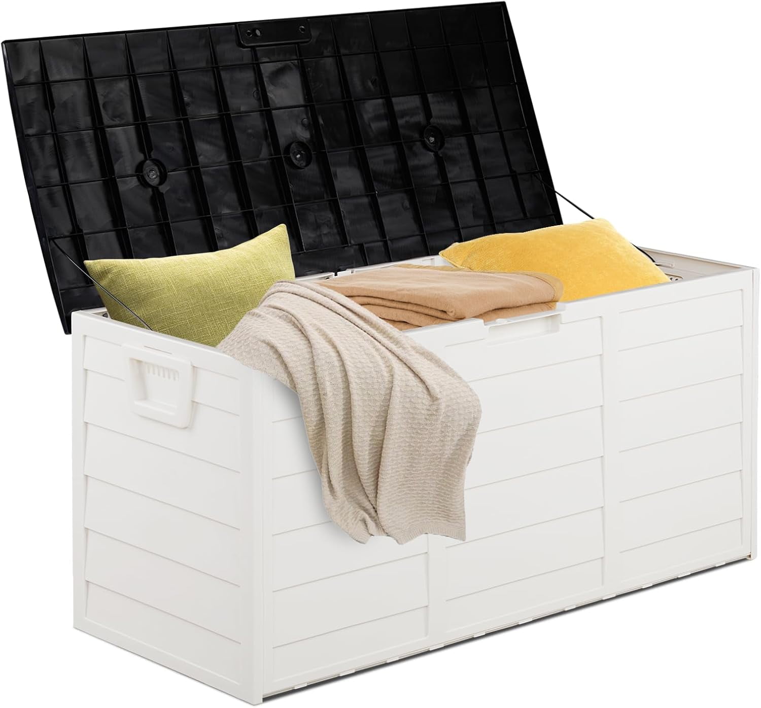 Upgraded 75 Gallon Outdoor Storage Box, Lockable Plastic Storage ...