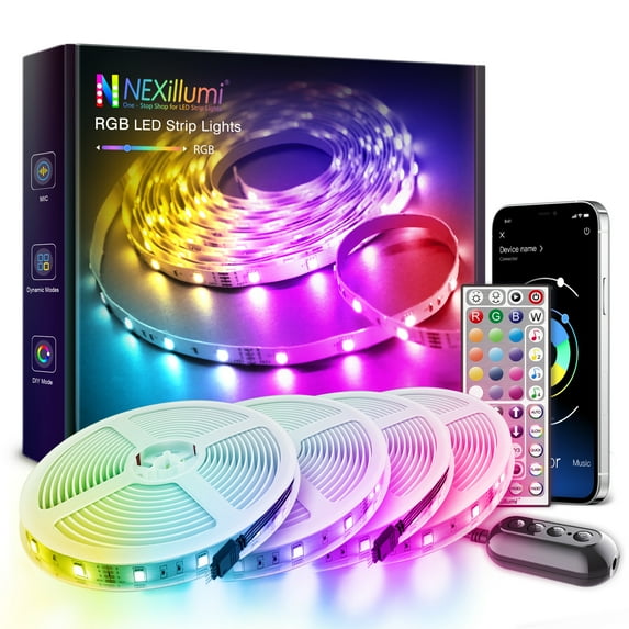 80Ft Upgraded LED Strip Lights, SMD 5050 RGB Color Changing for Room Decor with Remote and Mic ...