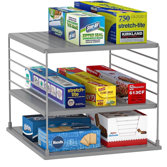 Foil and Wrap Organizers for Kitchen Storage in Black and Silver