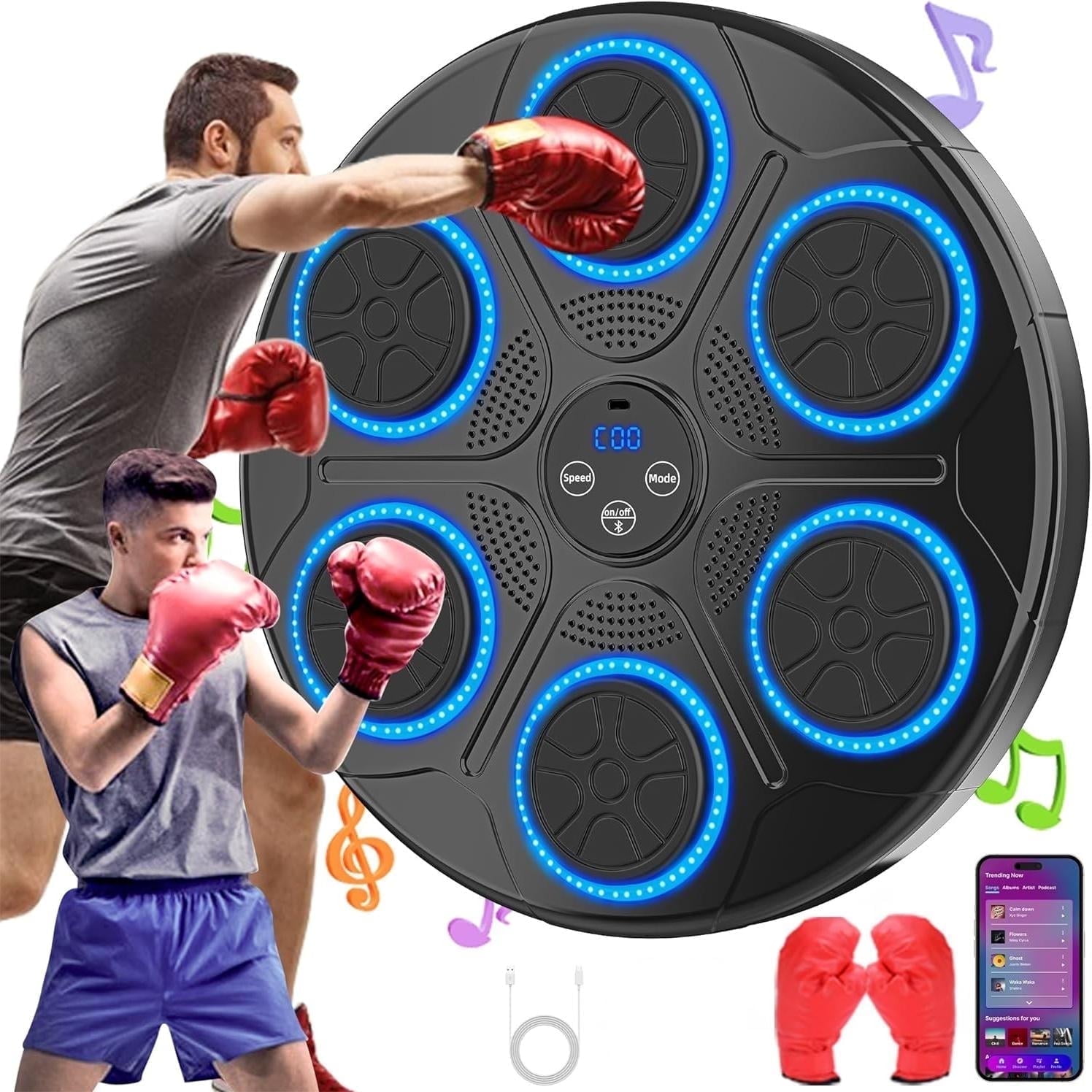 Upgraded Adults Smart Music Boxing Machine, Electronic Boxing Machine ...