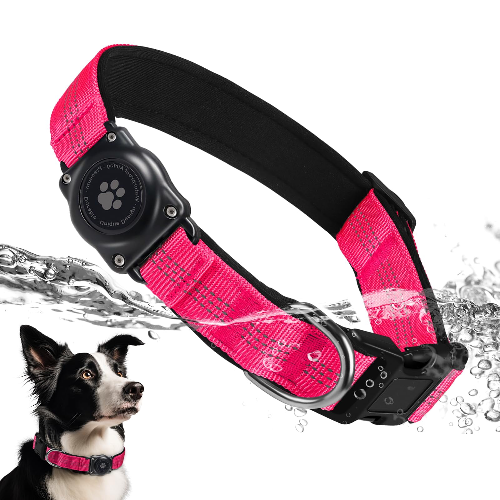 Upgraded AirTag Dog Collar, IP68 Waterproof Air Tag Dog Collar Holder ...