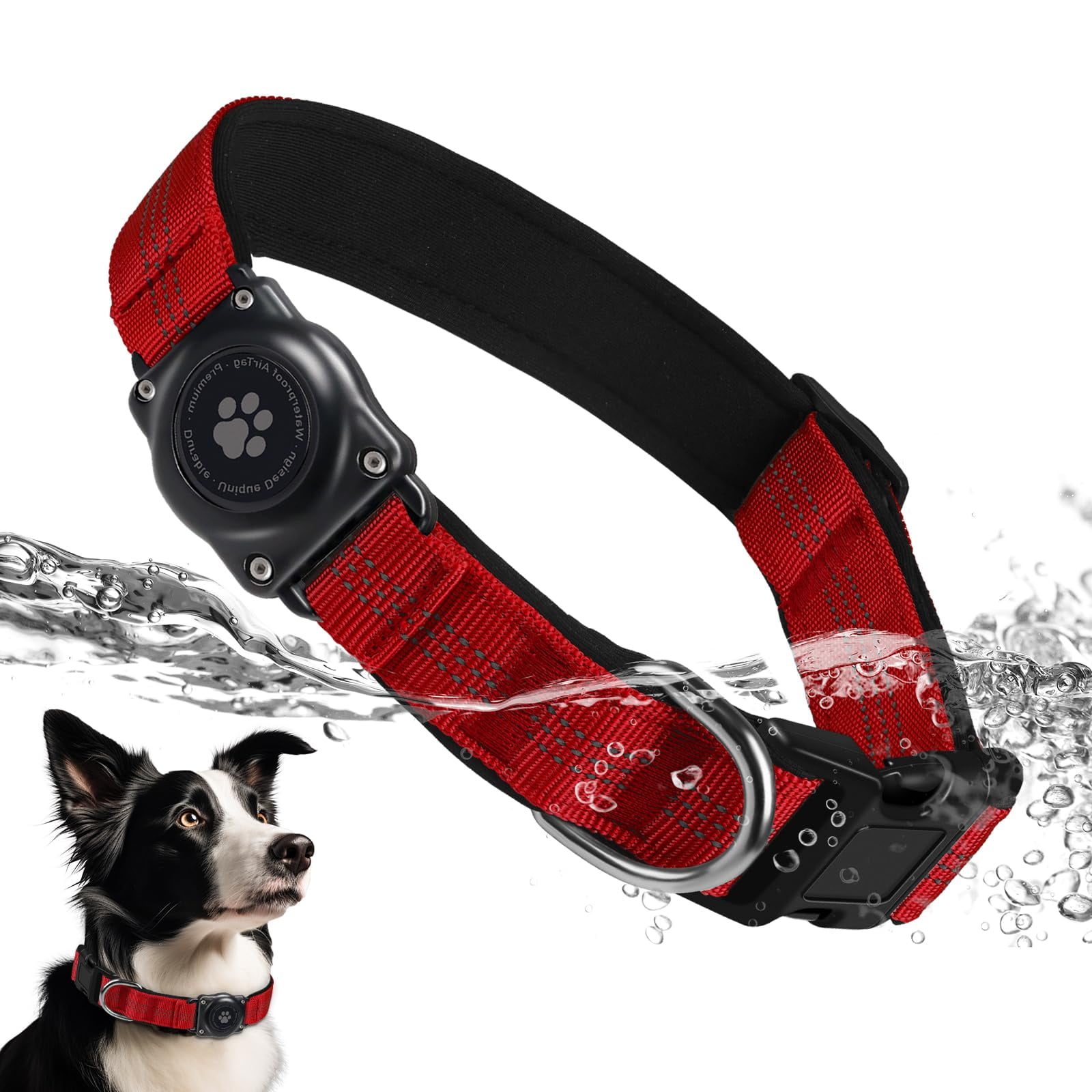Upgraded AirTag Dog Collar, IP68 Waterproof Air Tag Dog Collar Holder ...