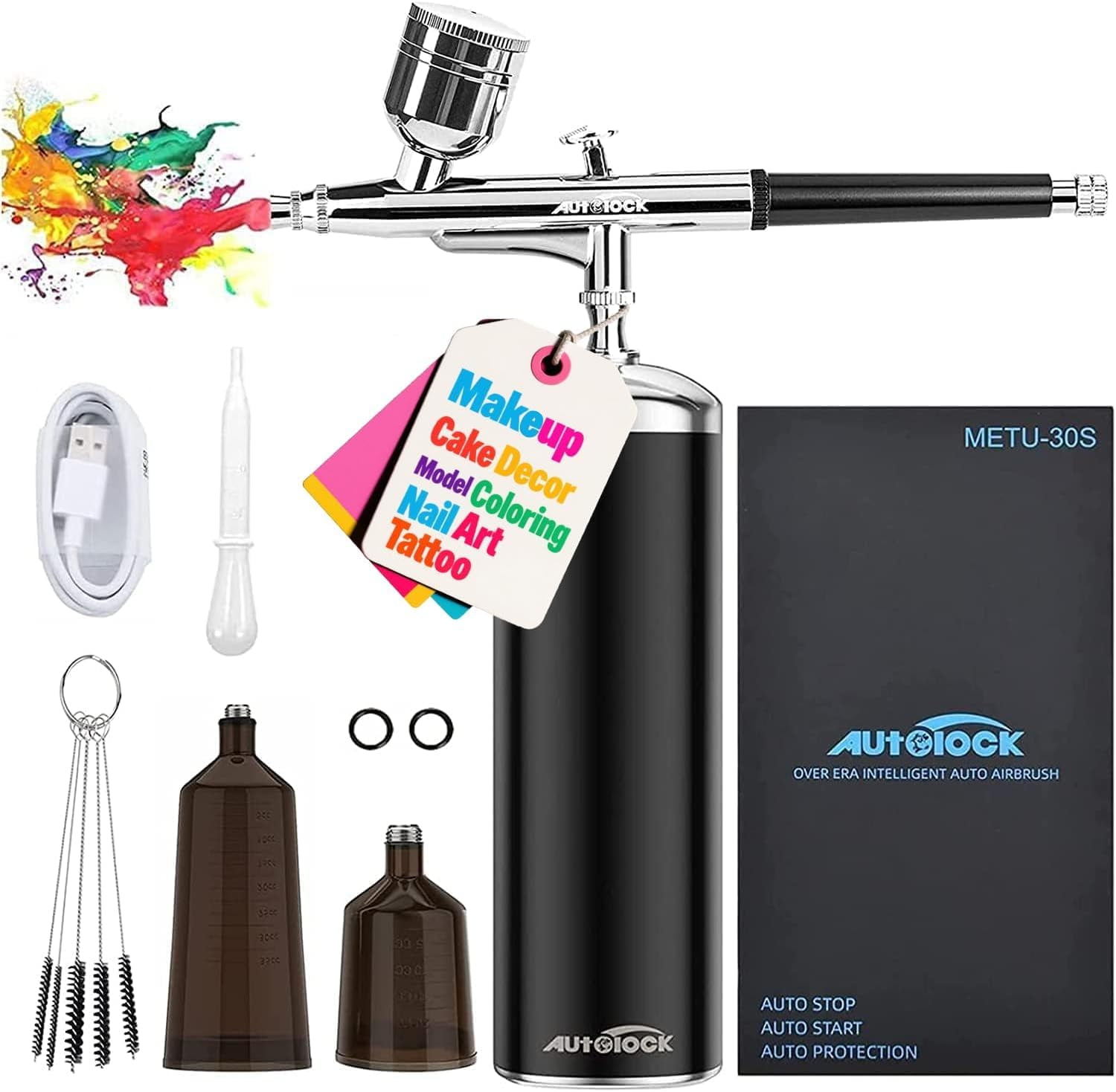 Upgraded Airbrush Kit with Air Compressor, Portable Cordless Auto ...