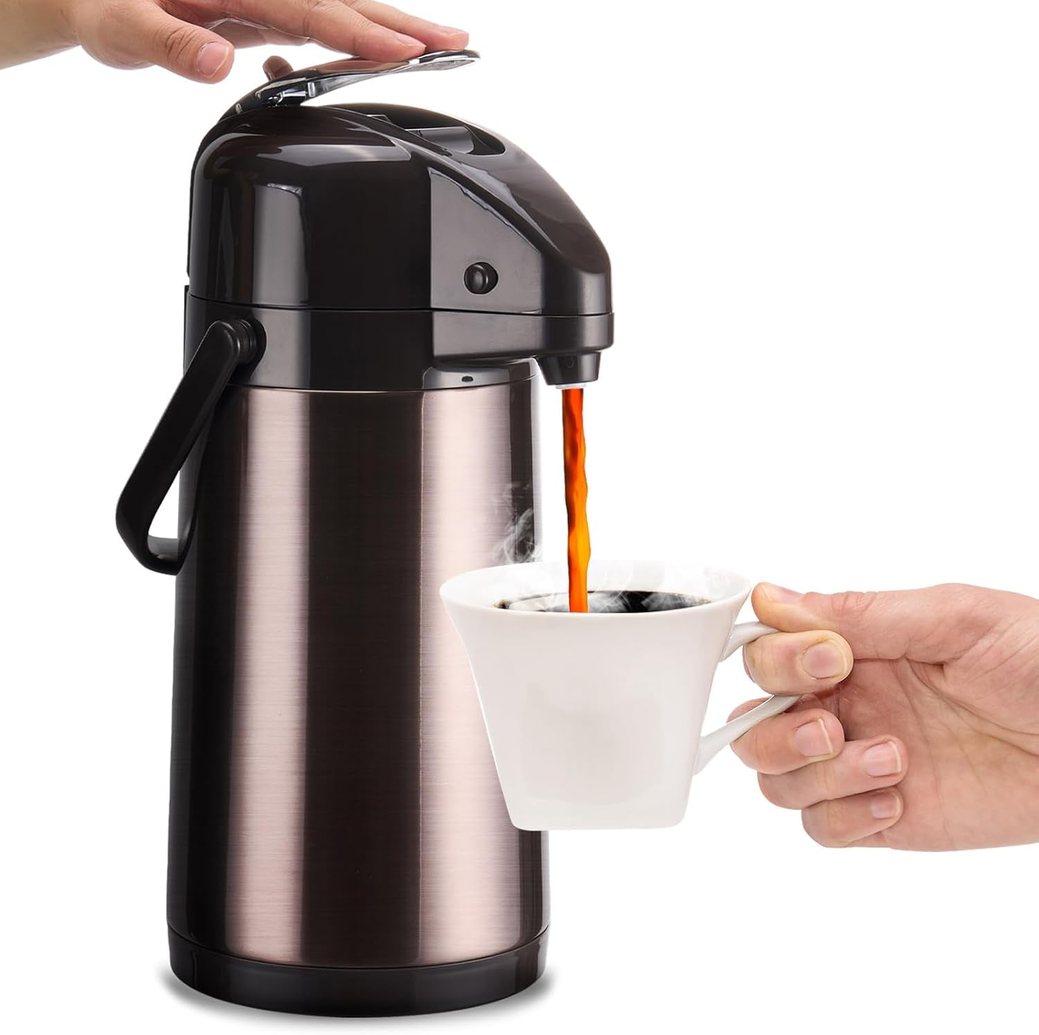 Upgraded Airpot Coffee Carafe with Double Pump 84oz/2.5L Stainless ...