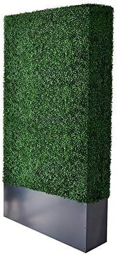 Upgraded Artificial Boxwood Hedge Wall with Dark Gray Stainless Steel ...