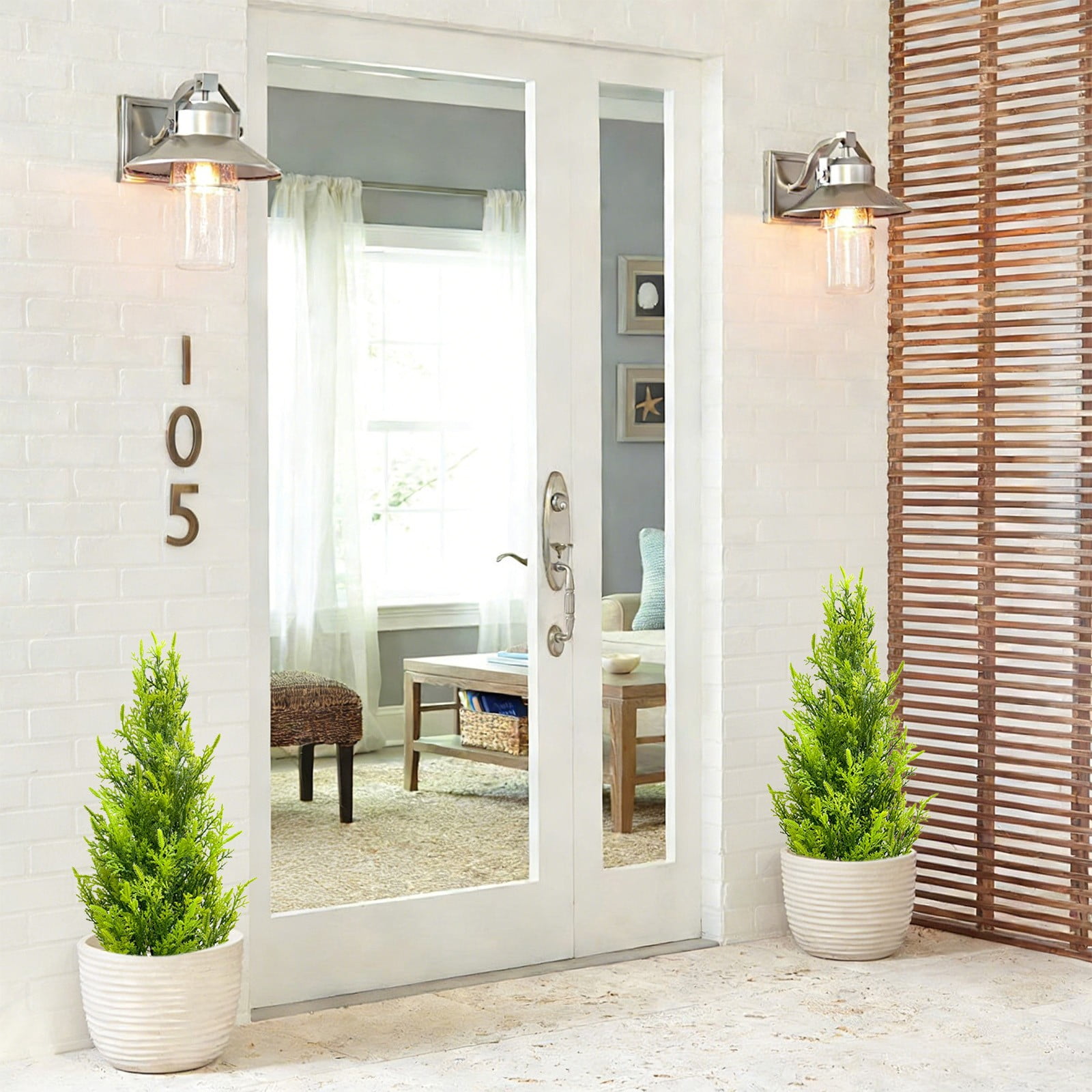 Upgraded Artificial Cedar Topiary Trees For Outdoors With Ground Spike ...