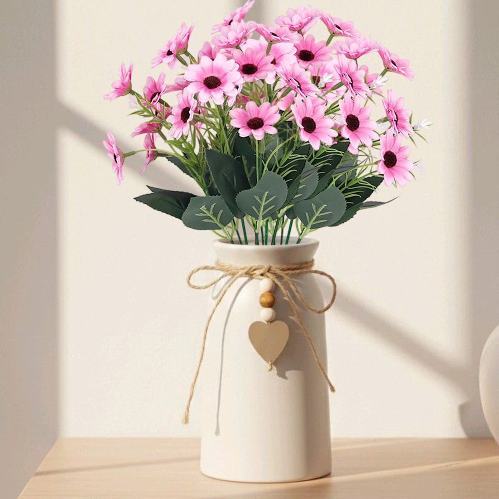 Upgraded Artificial Daisy Flowers, Layered Bloom Faux Flower Stems for ...