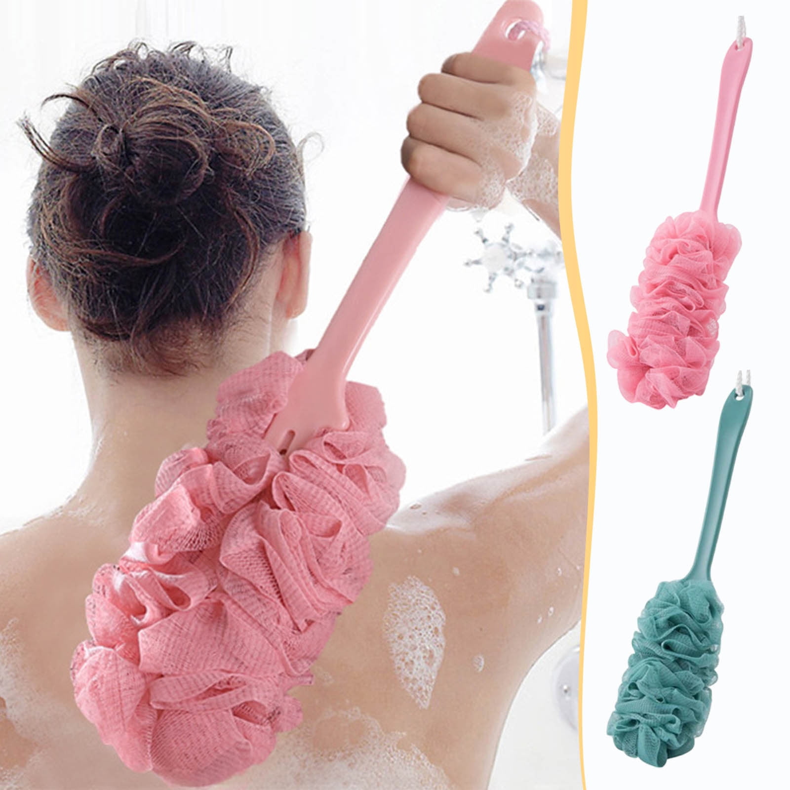 Upgraded Back Scrubber for Shower, Anti-Slip Long Handle Bath Sponge ...
