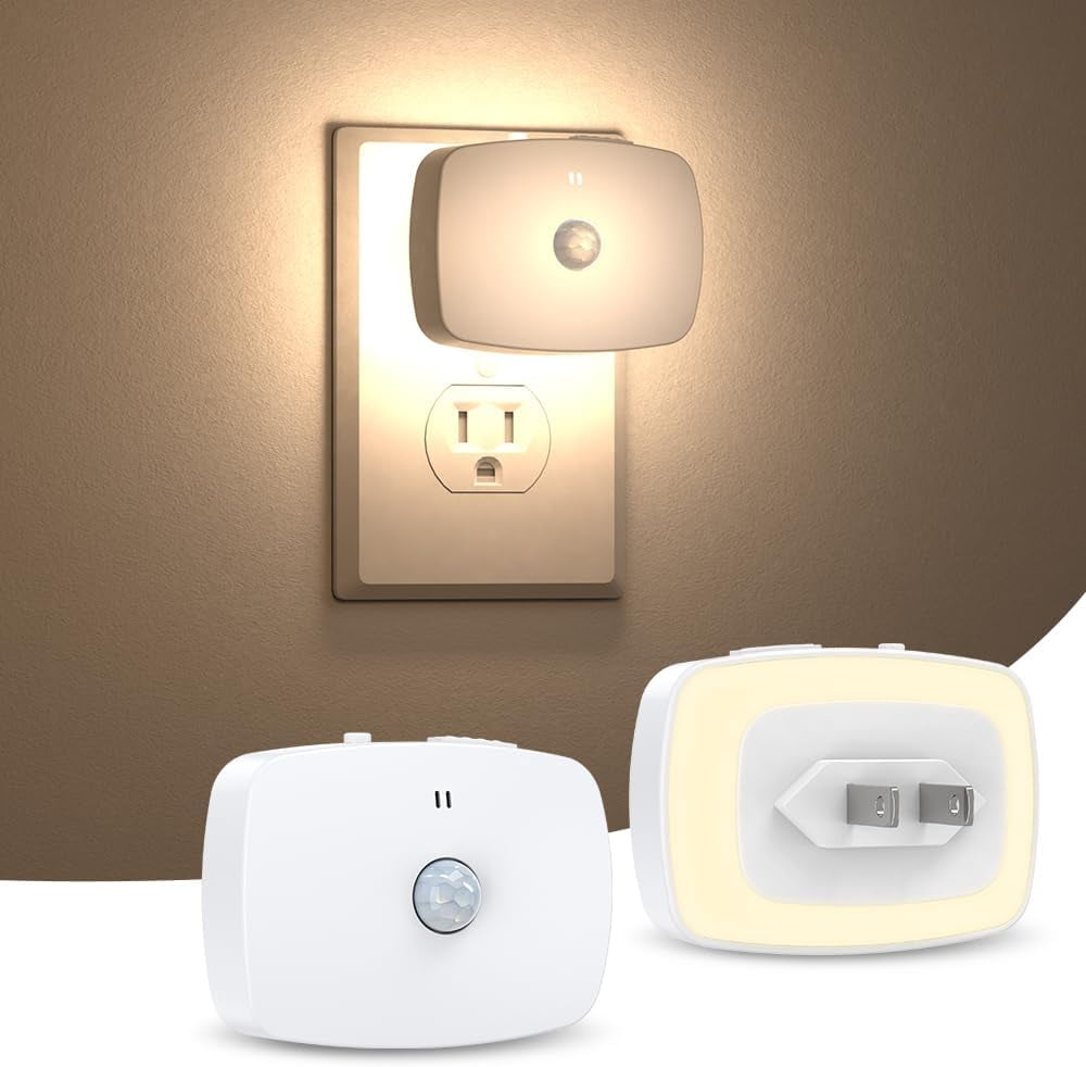 Upgraded Backlit Motion Sensor Night Light, Pack of 2, Plug in Light ...