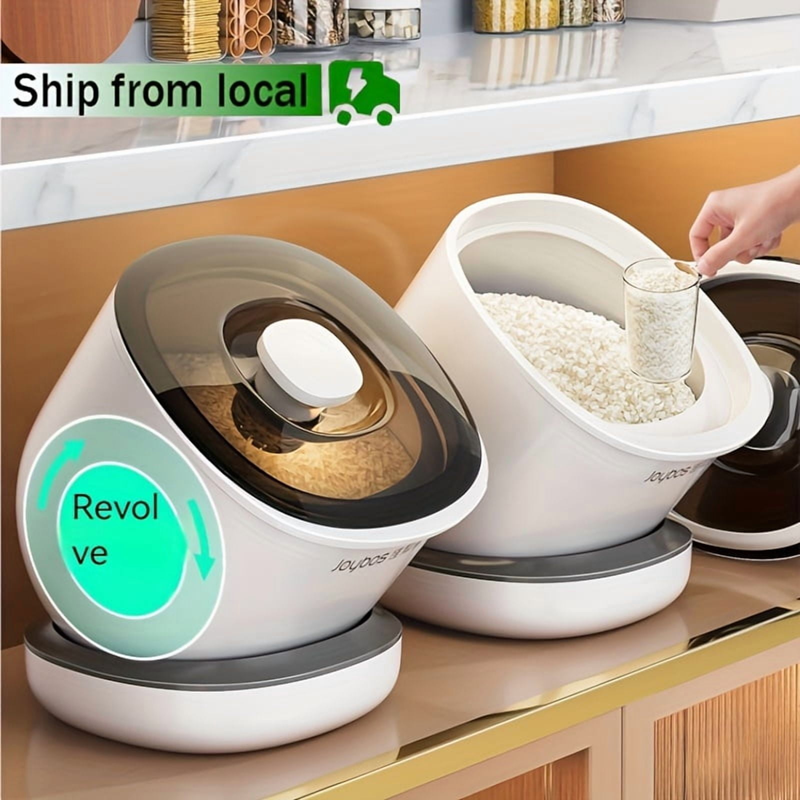 Upgraded Ball-Shaped Rice Storage Box, 13.23LB Capacity Sealed ...