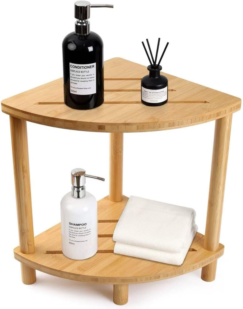 Upgraded Bamboo Corner Shower Stool for Inside Shower Waterproof,2-Tier ...