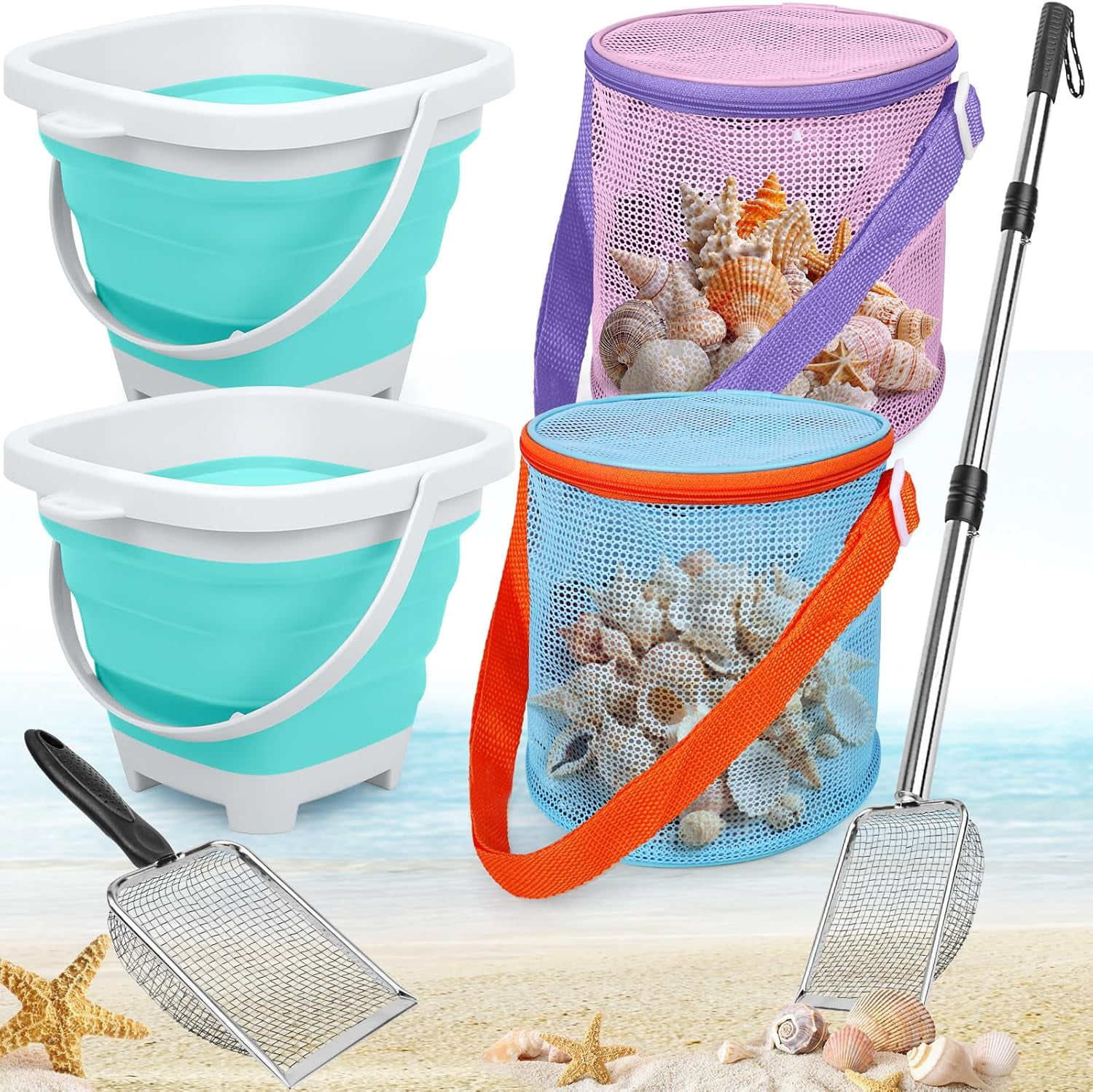 Upgraded Beach Sand Sifter Set - 6Pcs Shark Tooth Sifter & Shell ...