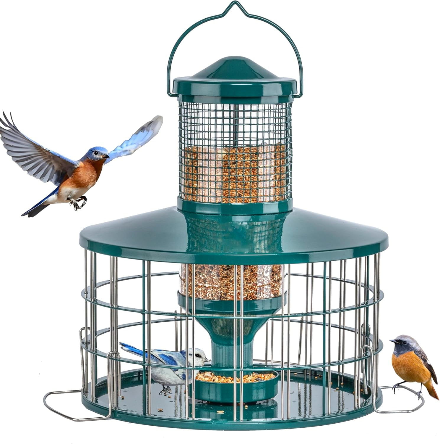 Upgraded Caged Bird Feeders Squirrel-Proof, Flexible Adjustment of ...