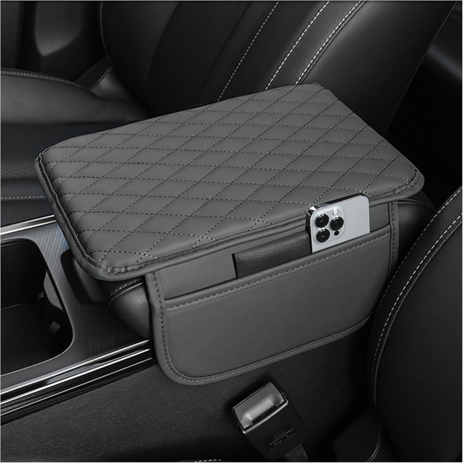 Upgraded Car Center Console Cover , Premium Microfiber Leather Armrest ...