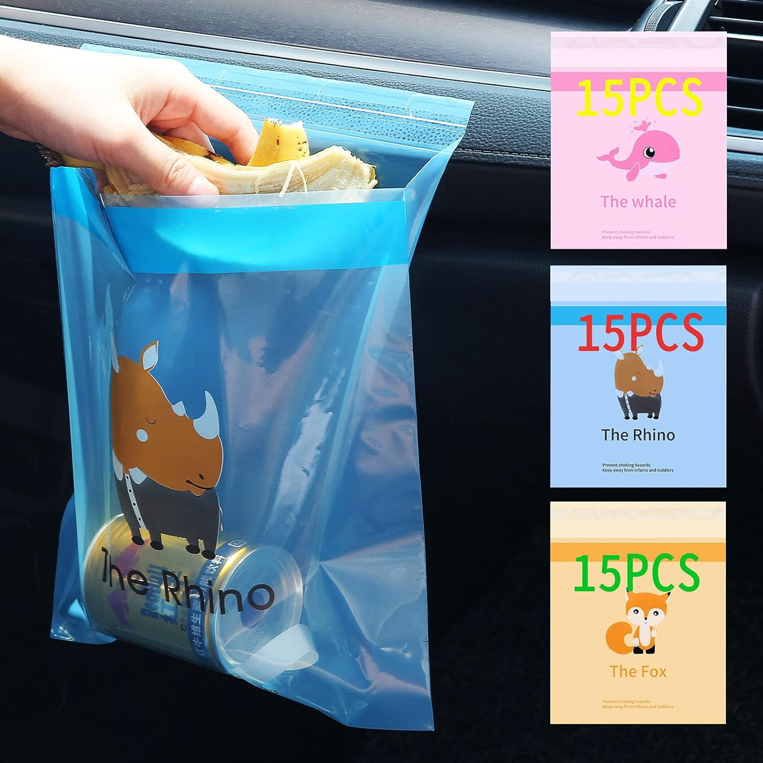 Upgraded Car Trash Bag, 45pcs Easy Stick-On Disposable Car Garbage Bags ...