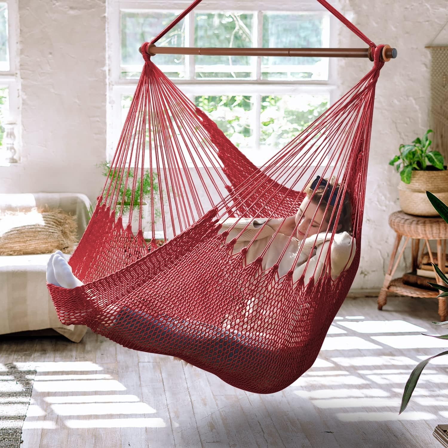 Upgraded Caribbean Hammock Chair with Detachable Metal Bar, Large ...