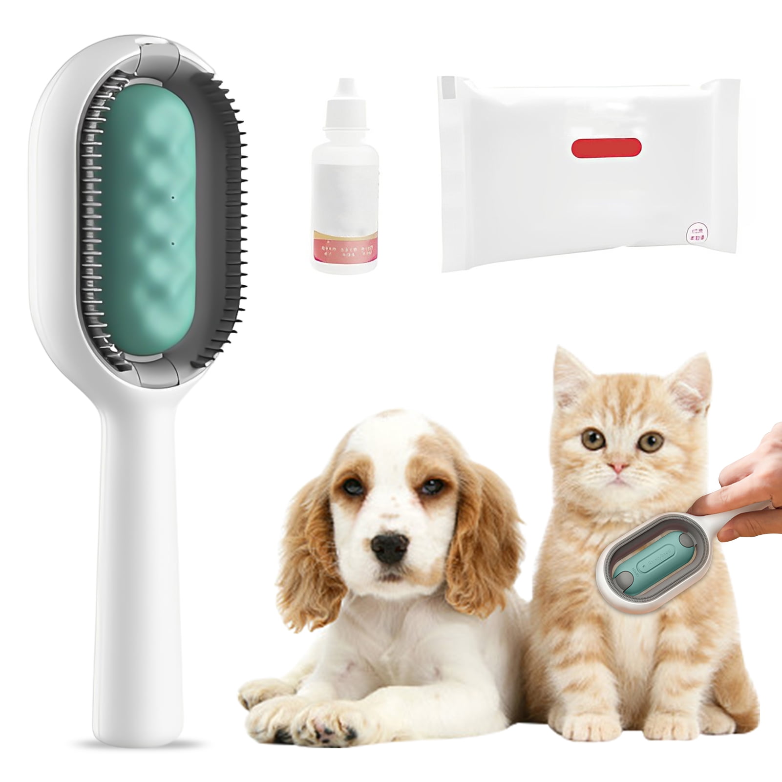 NXNTBE Cat Grooming Brush, Pet Hair Cleaner with Wipes, Massage and ...
