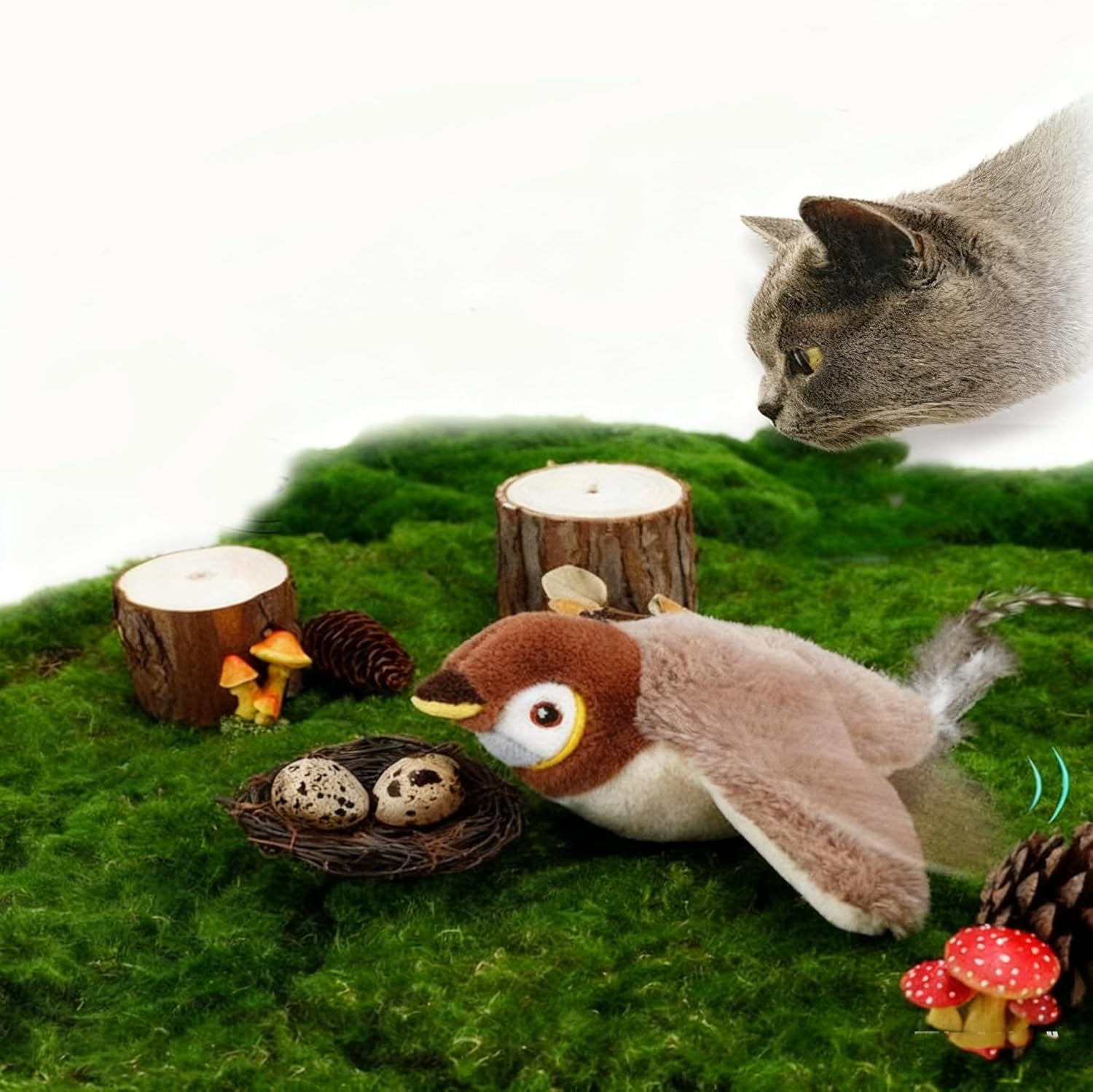 Upgraded Chirppaws Flapping Bird Cat Toy with Realistic Chirping Sounds ...