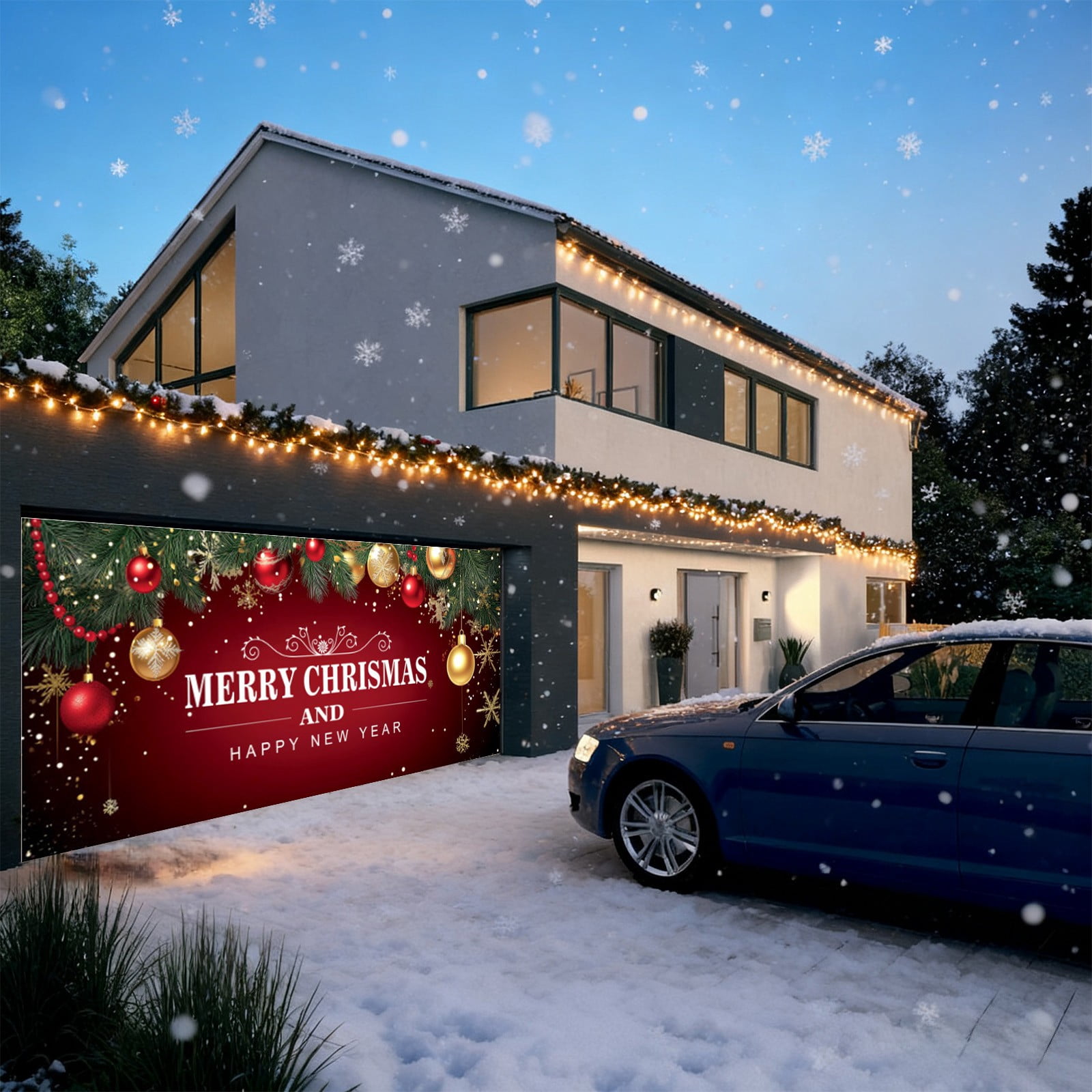 Upgraded Christmas Garage Banners Garage Flag Festal Scene Door ...