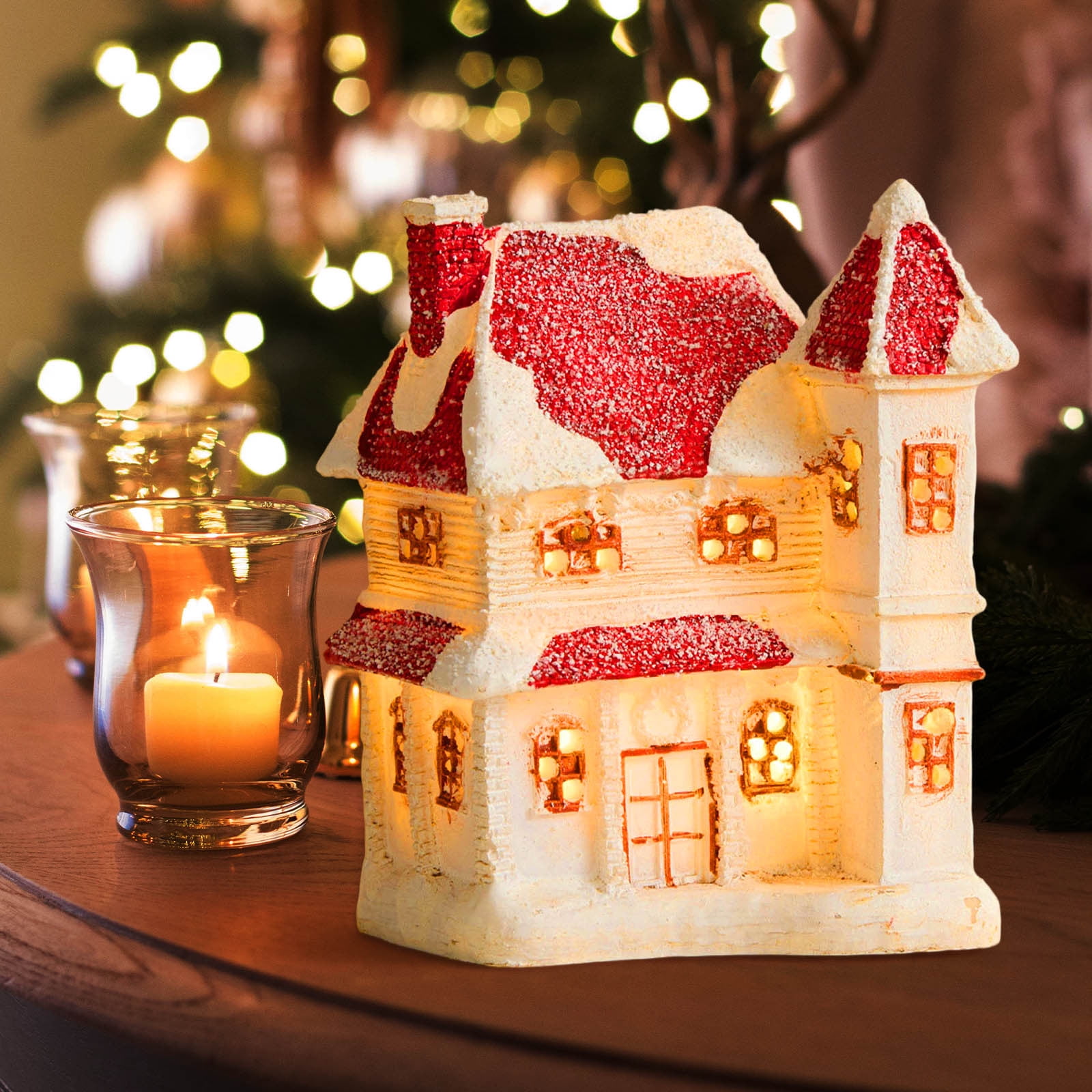 Upgraded Christmas Nordics Style Snowys Red-Topped Villa Series ...