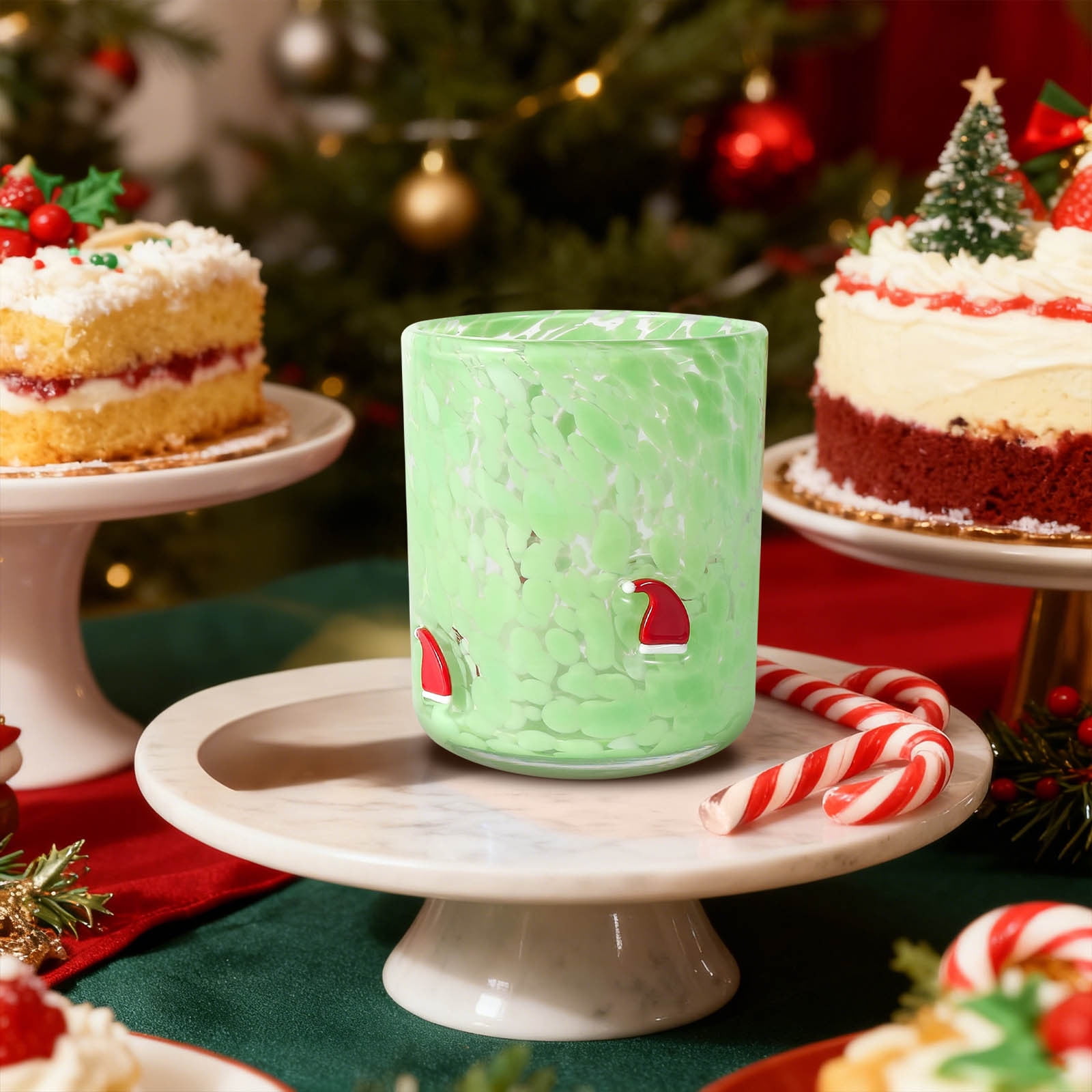 Upgraded Christmas Polka Dots Glass With Holiday Elementes Designs N ...