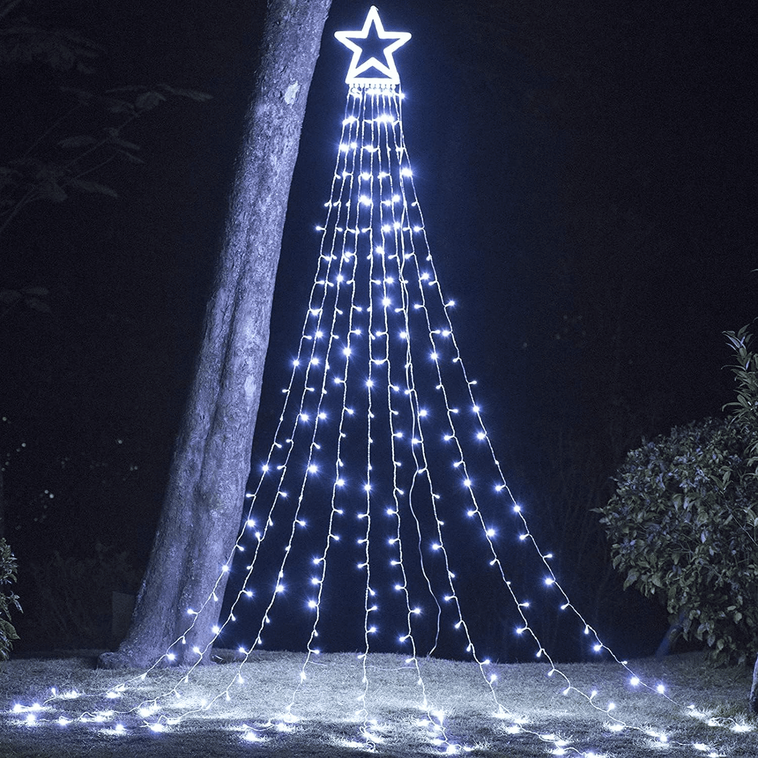 Upgraded Christmas Star String Lights 320 LED Tree Topper Outdoor White ...