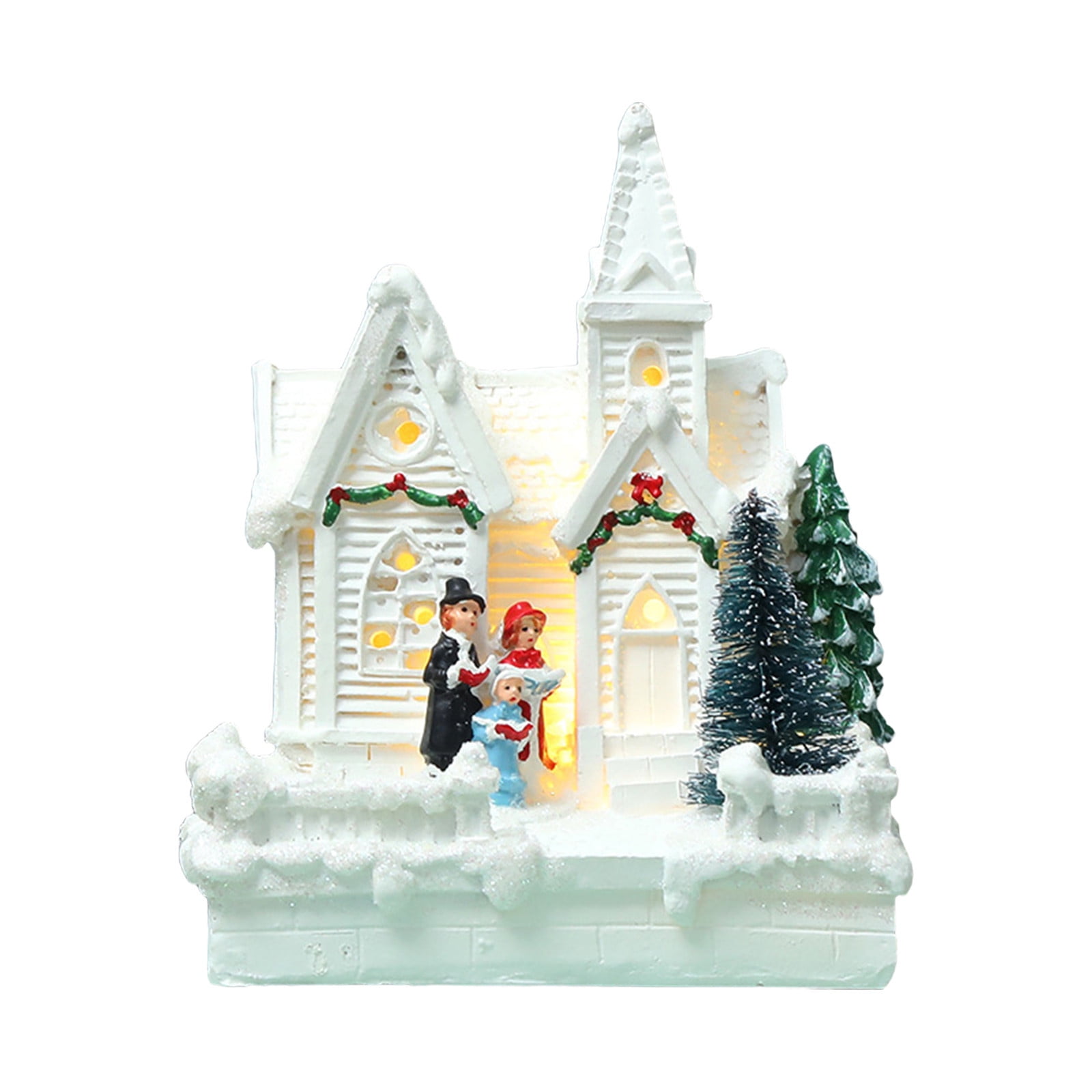 Upgraded Christmas Village House Decoration Light Up Resin Christmas ...