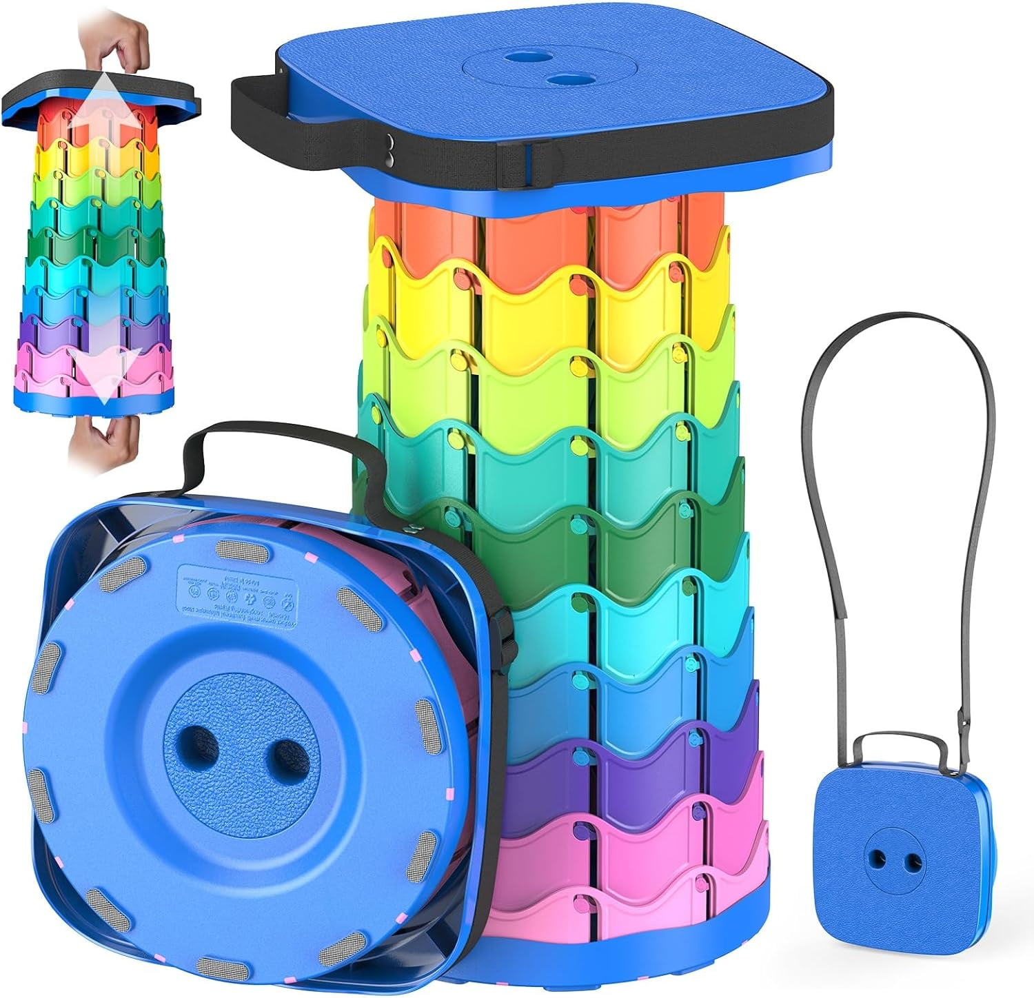 Upgraded Collapsible Stool, Portable Folding Stool, Telescoping Camping ...
