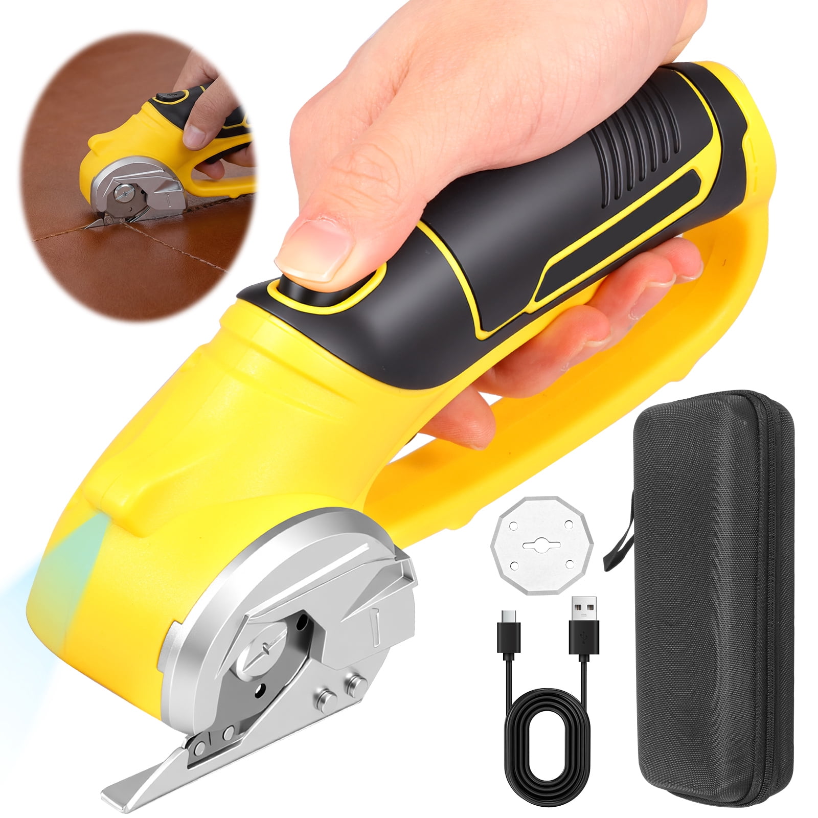 Upgraded Cordless Electric Scissors 4V Rechargeable Rotary Cardboard ...