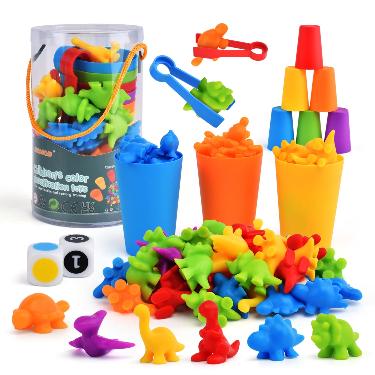 Upgraded Counting & Sorting Dinosaur Toys, Color Sorting Matching ...