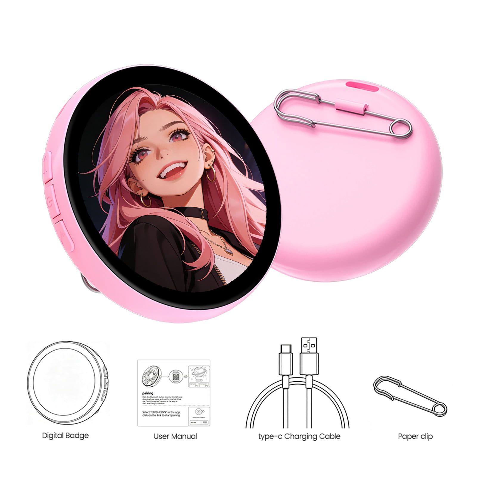 Upgraded Custom Digital Badge E-Pin 2 Inches IPS Screen Electronic ...