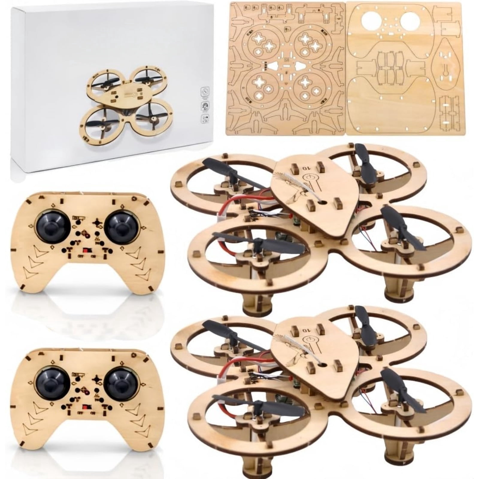 Upgraded DIY Wooden Building Blocks Flying, DIY Wooden Drone Model Kit ...