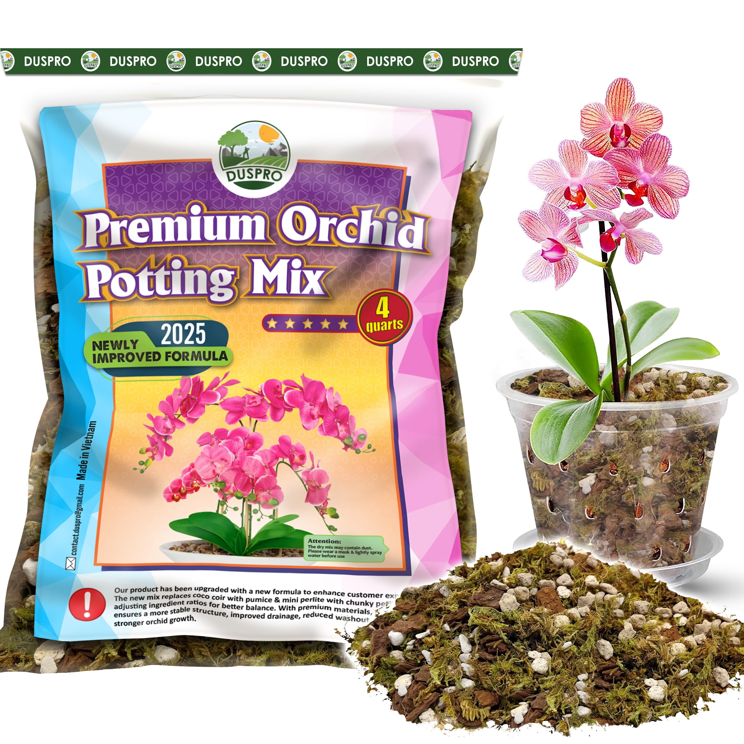 [Upgraded] DUSPRO Orchid Potting JKF25 Mix for Repotting Moss, Pine ...